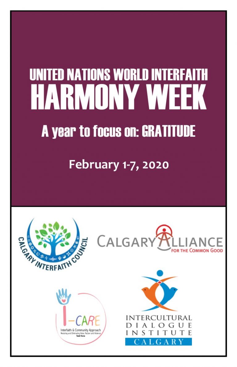 2020 United Nations Harmony Week Booklet - Calgary Interfaith Council